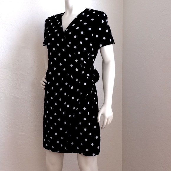 John Roberts | Dresses | Polka Dot Partial Wrap Dress Step In Side Tie ...